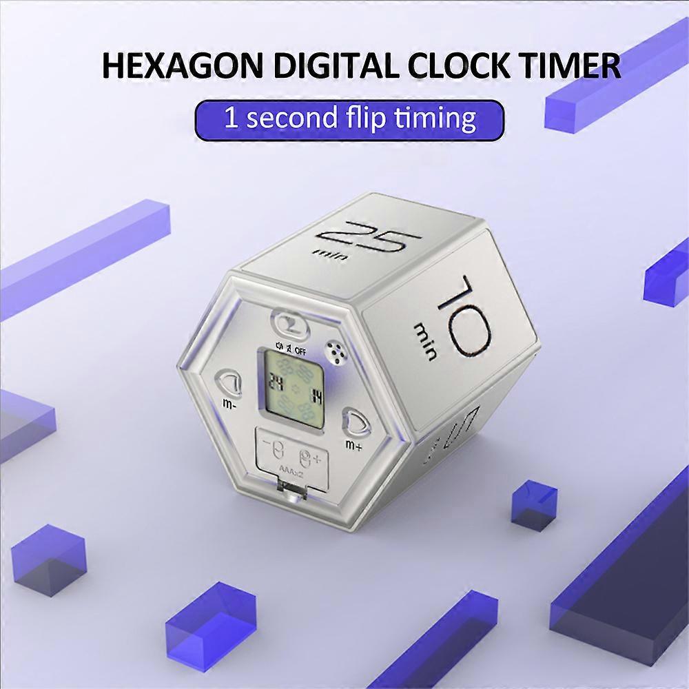 Hexagon Digital Clock Timer Magnetic Cubes Timer Kitchen Hexagon Flip Timer for Studying Cooking ...