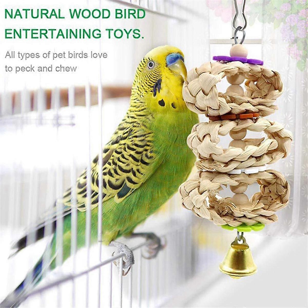 8PCS Set Combination Parrot Bird Toys Wood Articles Bite Pet Bird Toys ...