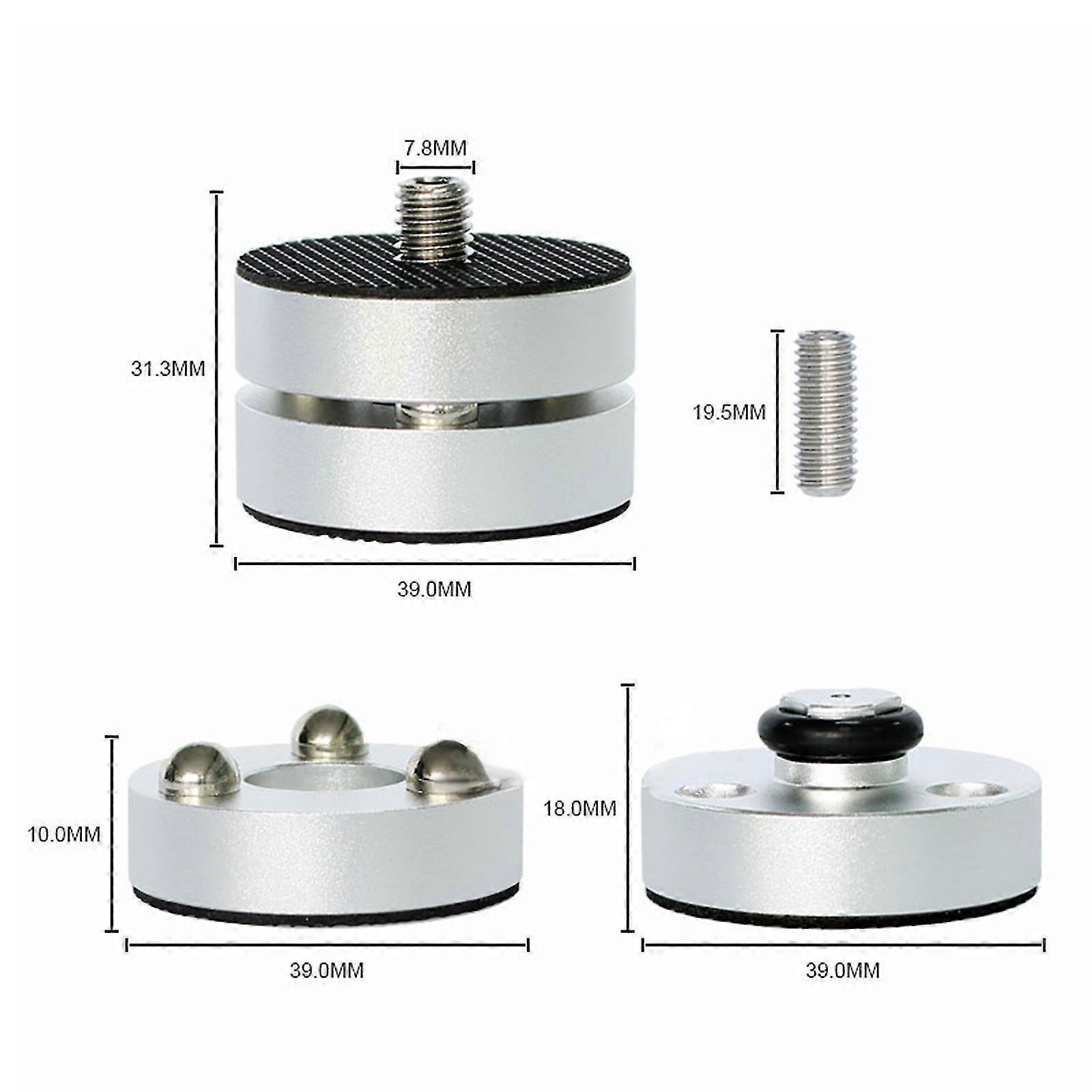 4pcs Aluminum Speaker Turntable Isolation Stand Feet Base Pad Steel ...