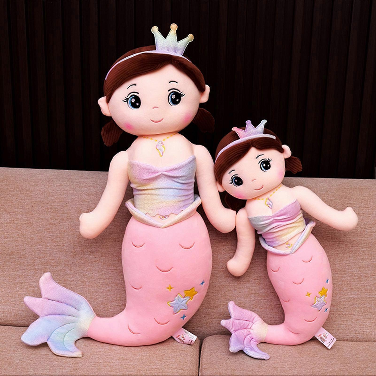 Mermaid Plush Pillow Cute Crown Colorful Fishtail Fish Doll Soft ...