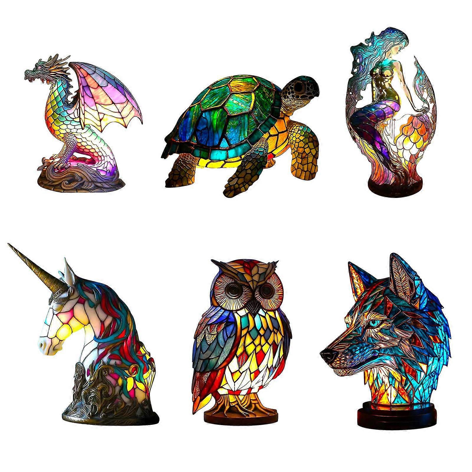 Stained Glass Animals Shape Table Lamp, Vintage Animal Table Lamps For ...