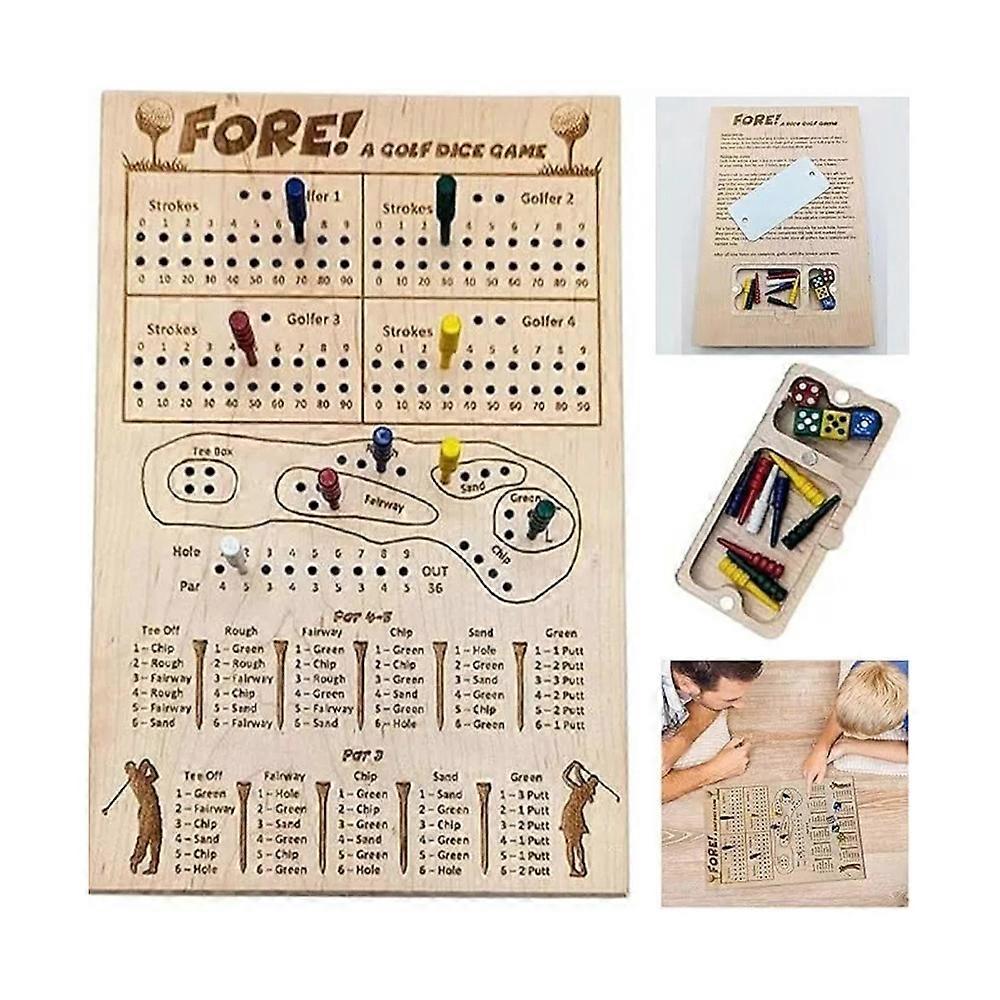 Fore! A Golf Dice Board Game,Wood Tabletop Golf Dice Game for Home ...