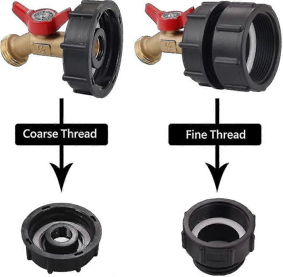 Brand New 275-330 Gallon IBC Tote Tank Adapter 2" Fine Thread - 1/2" Male NPT Inlet 3/4" Male ...