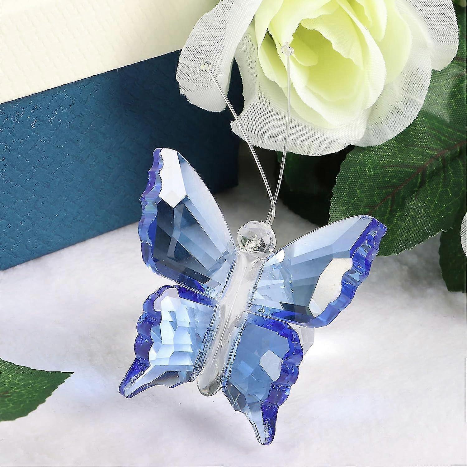 Crystal Butterfly,crystal Glass Blue Butterfly With Ball Base,ornament ...