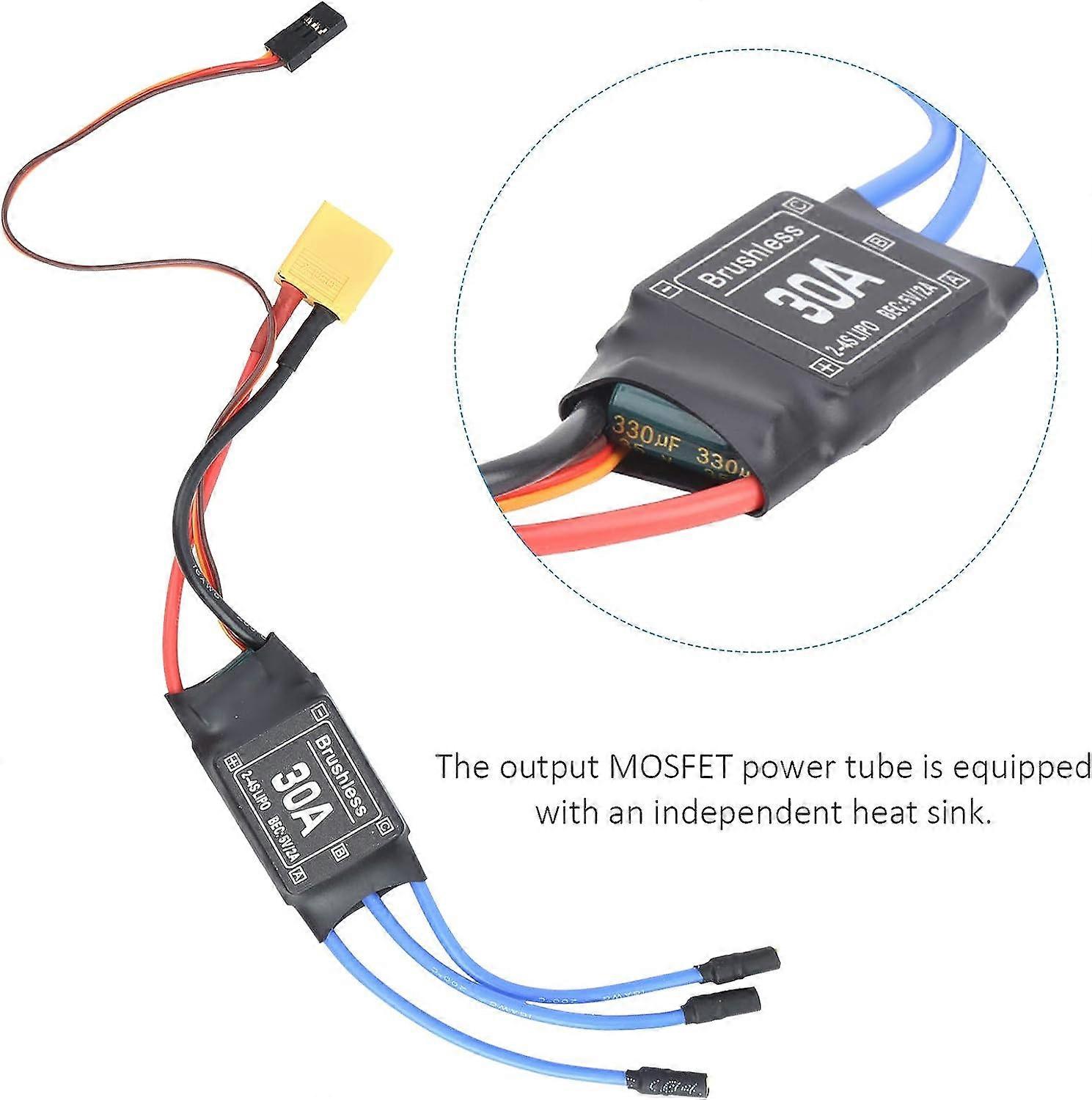 30A Brushless ESC, Aircraft Brushless ESC XT60 Electronic Speed ...