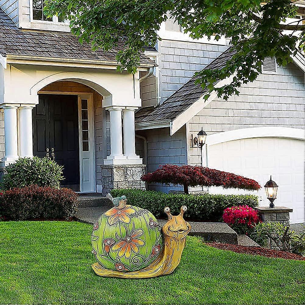 Garden Statue Solar Powered Snail Resin Sculpture Garden Ornament Solar ...