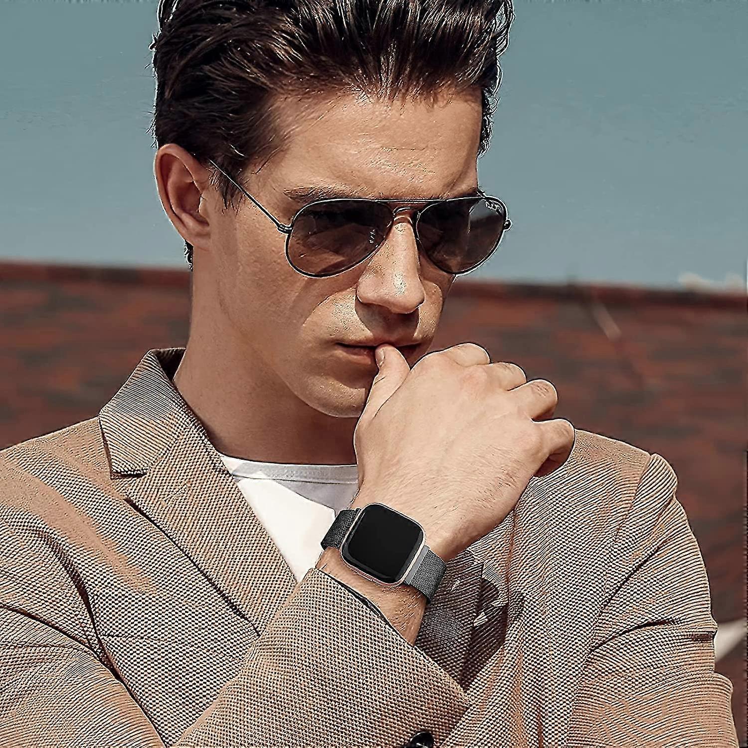 Fitbit Versa/fitbit Versa 2 Band For Women Men, Adjustable Stainless ...