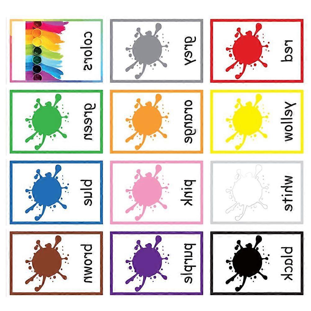 12 Sheets Color Words Flash Cards Colors Words Learning Cards English ...