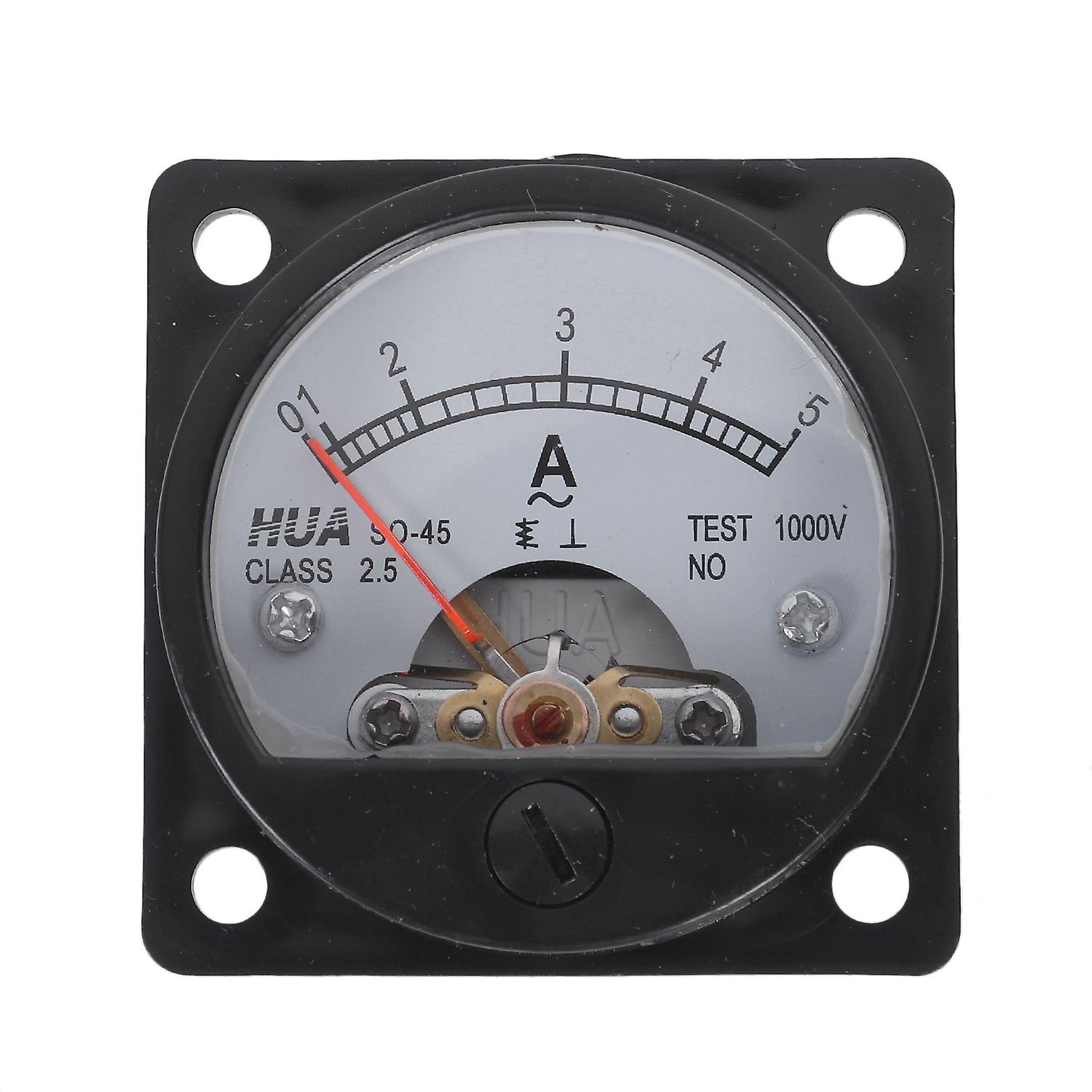 2.5 Accuracy AC 0-5A Analog Panel Round Meter Ammeter Meter Black ...