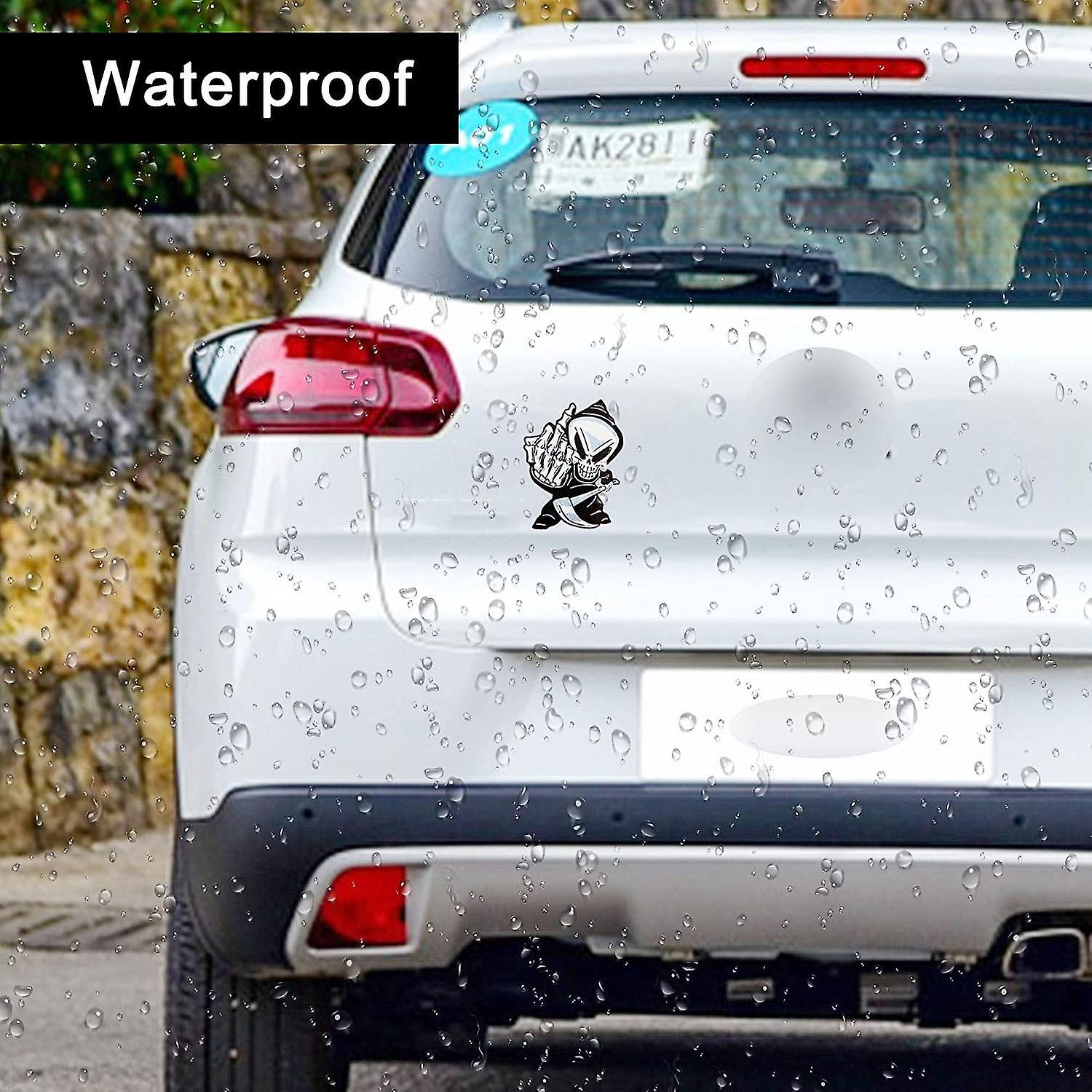 Newway 2pcs 7'' Middle Finger Skull Sickle Stickers Reflective Skeleton ...