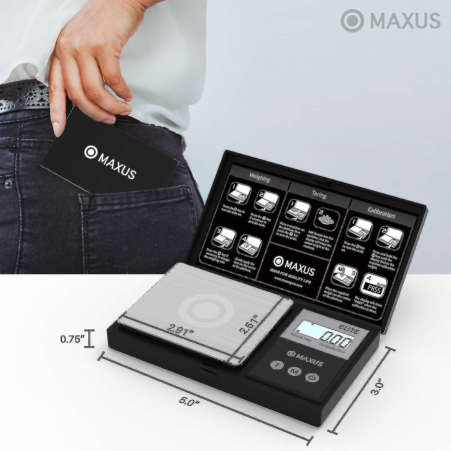 Precision Pocket Scale 200 Grams X 0.01 Grams, Maxus Elite Digital Gram ...