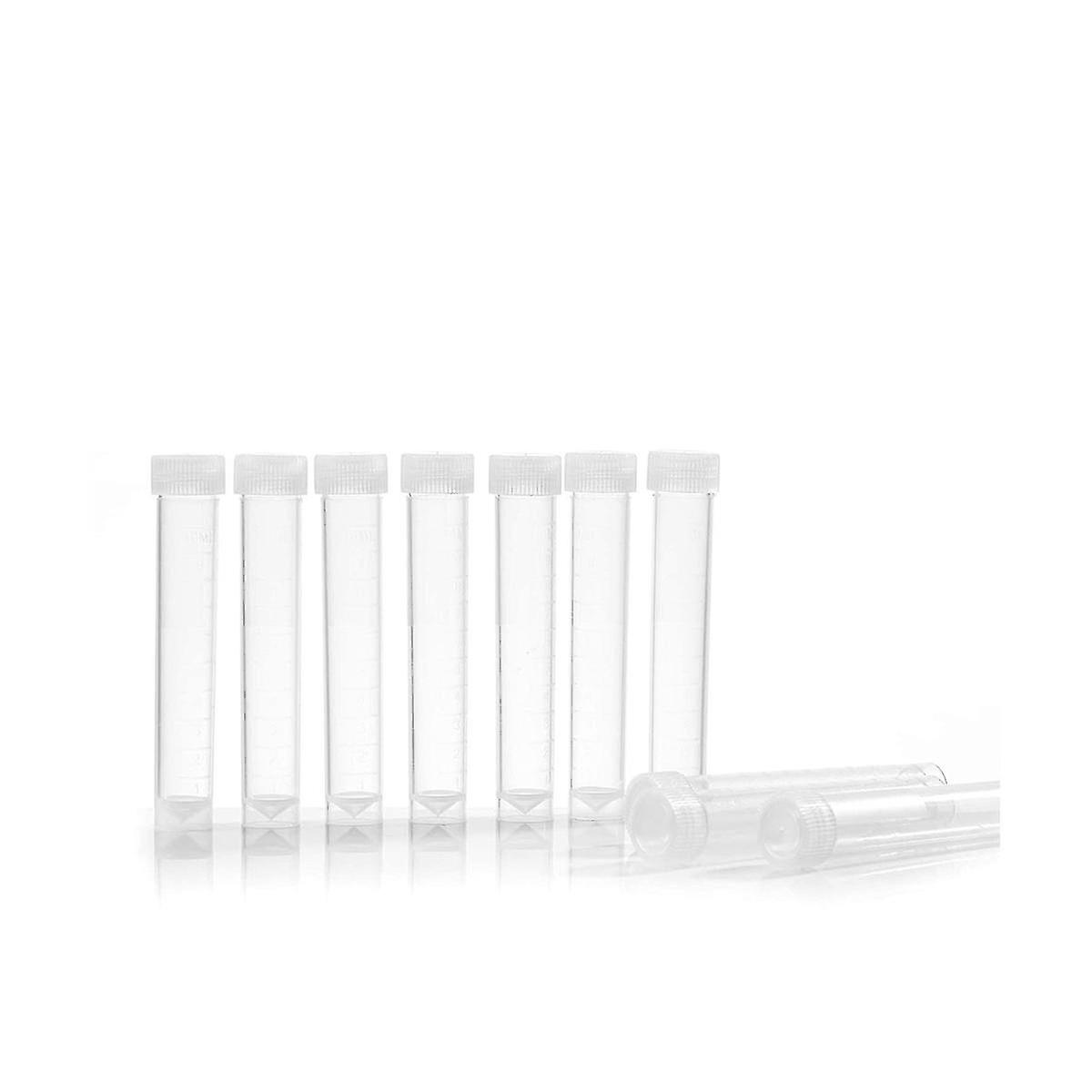 100pcs 10ml Lab Plastic Freeze Test Tubes Vial Seal Cap Container For ...