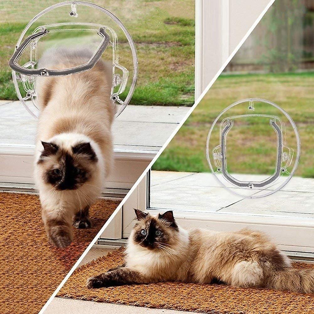 Fashion Pet Dog Window/4 Way Door Cat Small Dog Lockable Clear Round ...