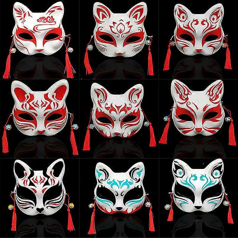 Anime Fox Mask Cosplay Costume Party Prop Hand-painted Japanese Half ...