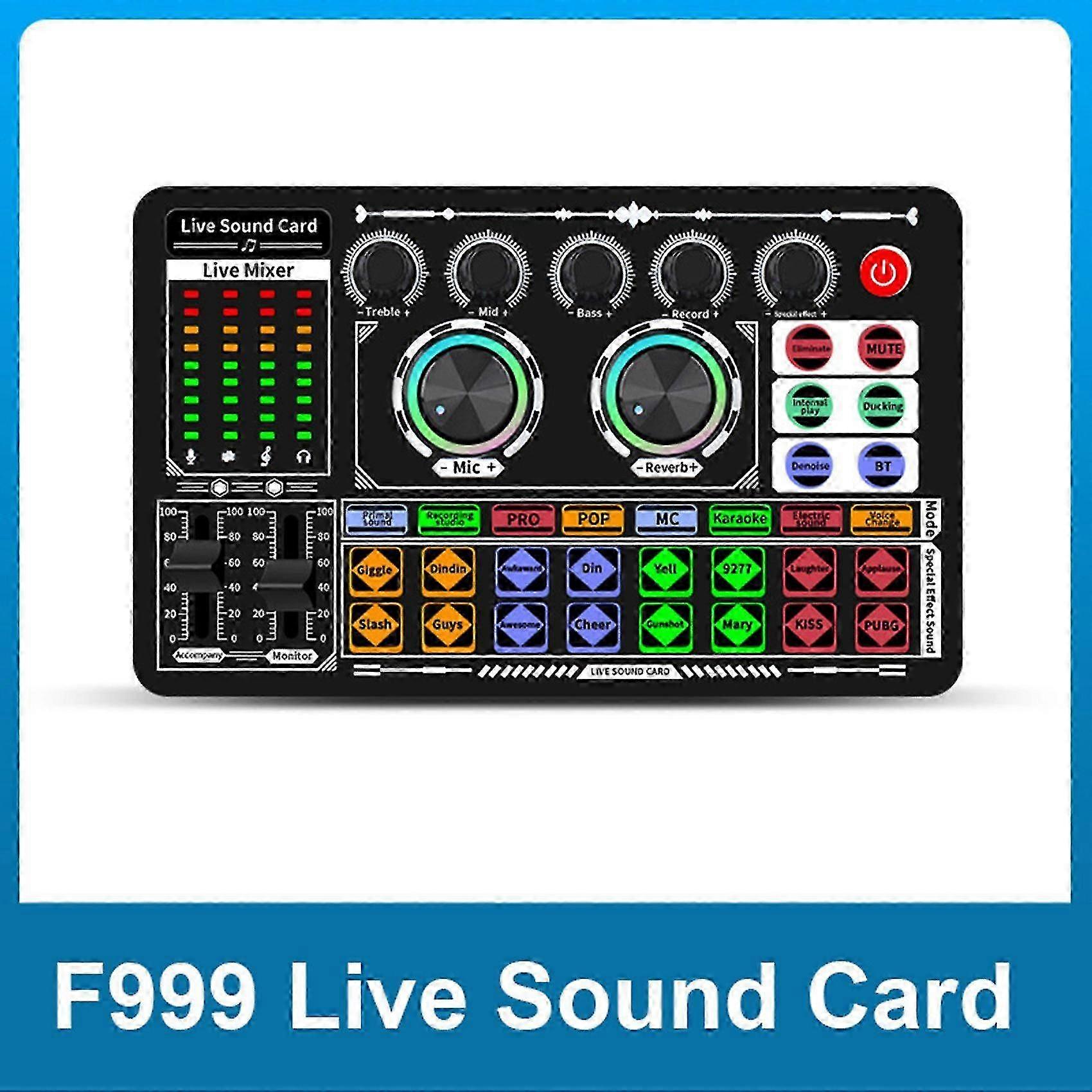 F999 Sound Card Audio Mixer Live Sound Card Voice Changer Mixing ...