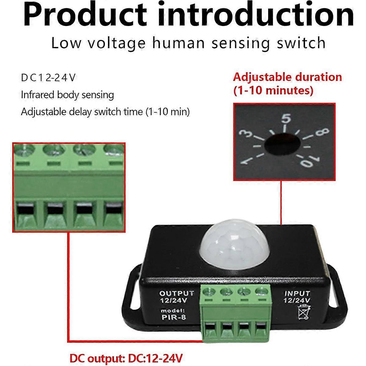 LED Motion Sensor 12V/24V DC, Motion Sensor Body Infrared Motion PIR ...