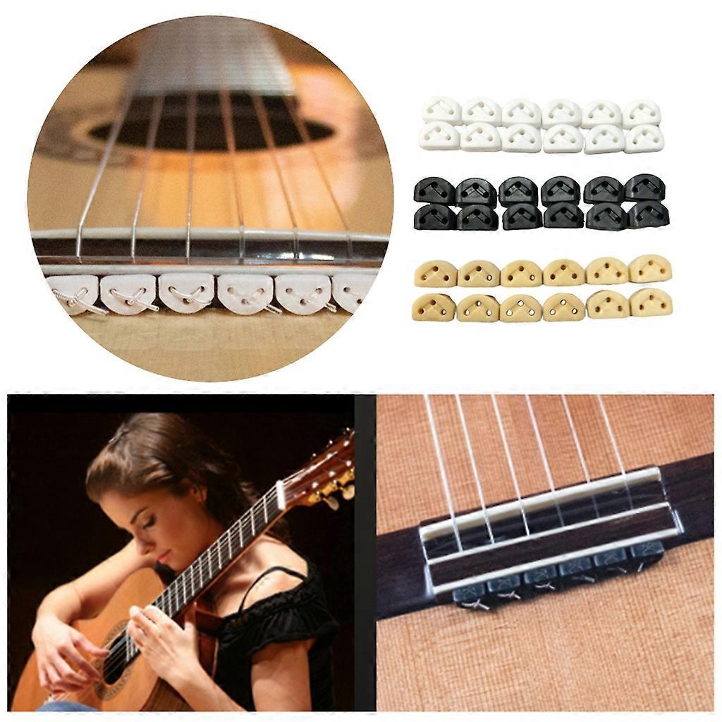 12Pcs Classical Guitar Rollers String Trees String Ties Bridge Beads ...