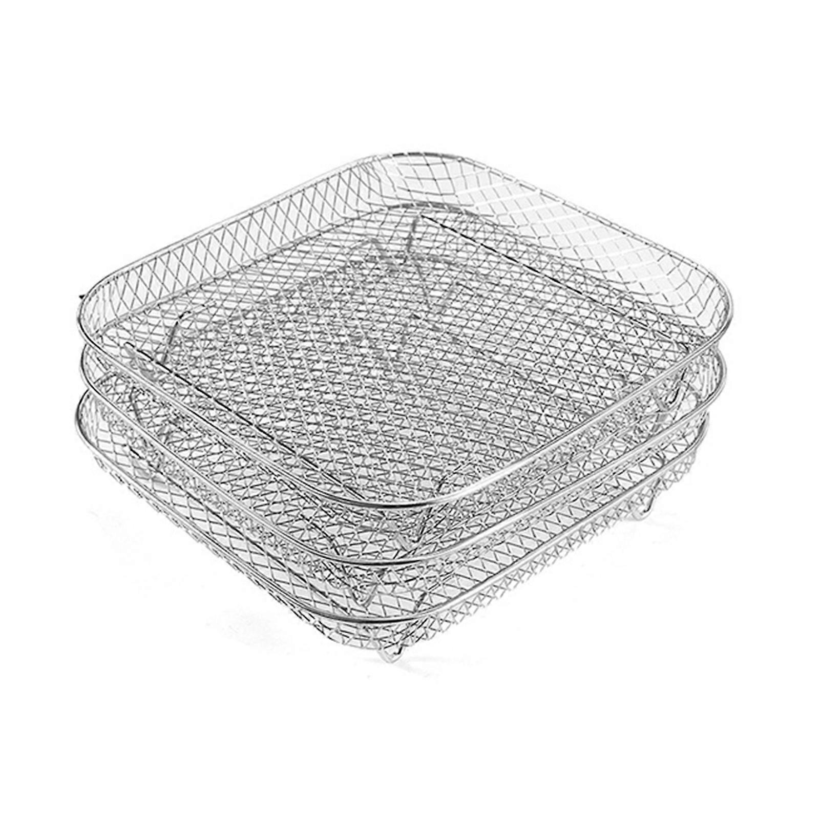 3Pcs Air Fryer Rack Stackable Dehydrator Racks Stainless Steel Basket ...