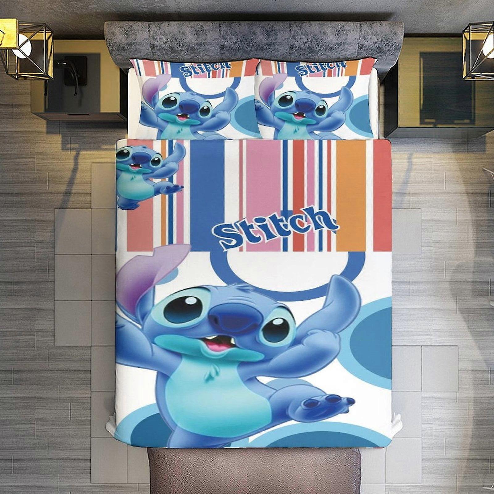 v873 Bed Sheets Bedding 3 Pieces Cartoon Stitch Bedding Comforter Set ...