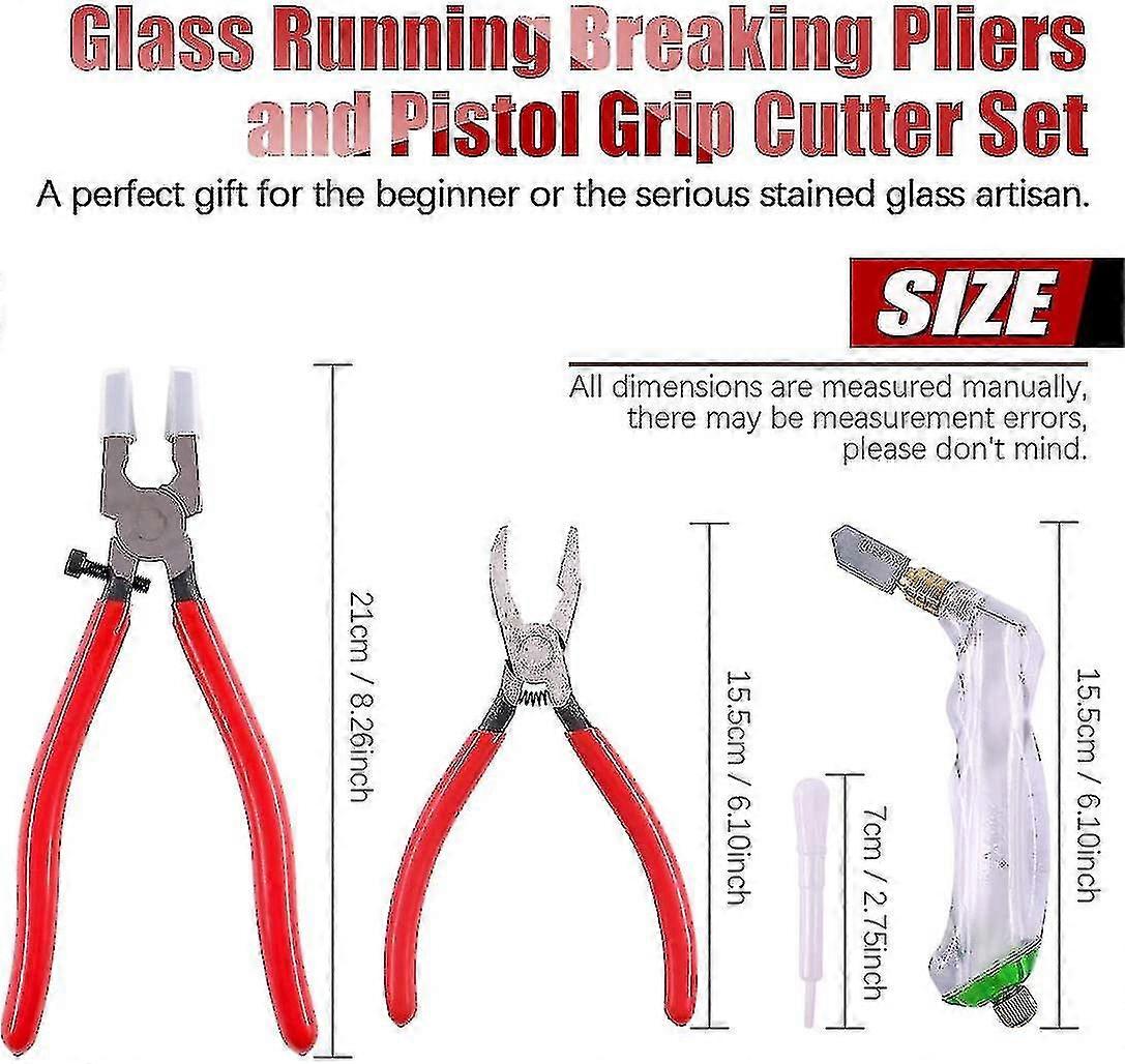 3-pcs Premium Glass Running Breaking Pliers And Pistol Grip Cutter Set ...