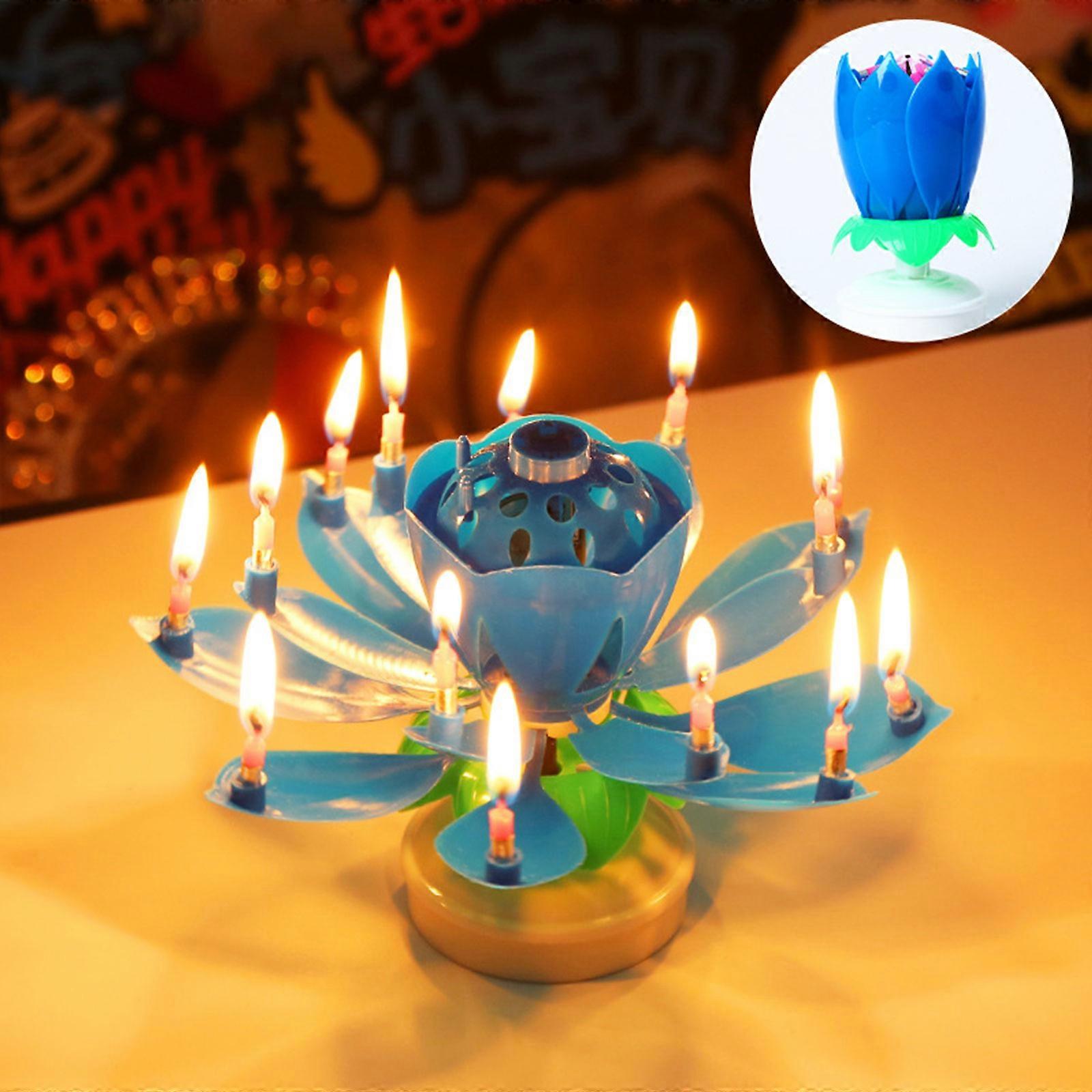 Musical Birthday Candle Magic Lotus Flower Candles Blossom Rotating ...