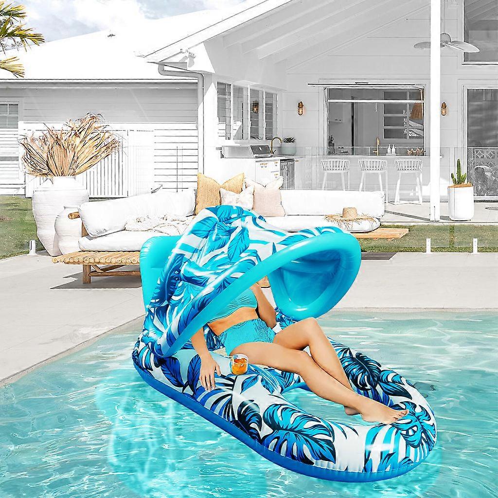 Lounge Float with Canopy UPF50+, Extra Large Pool Floats For Adults ...