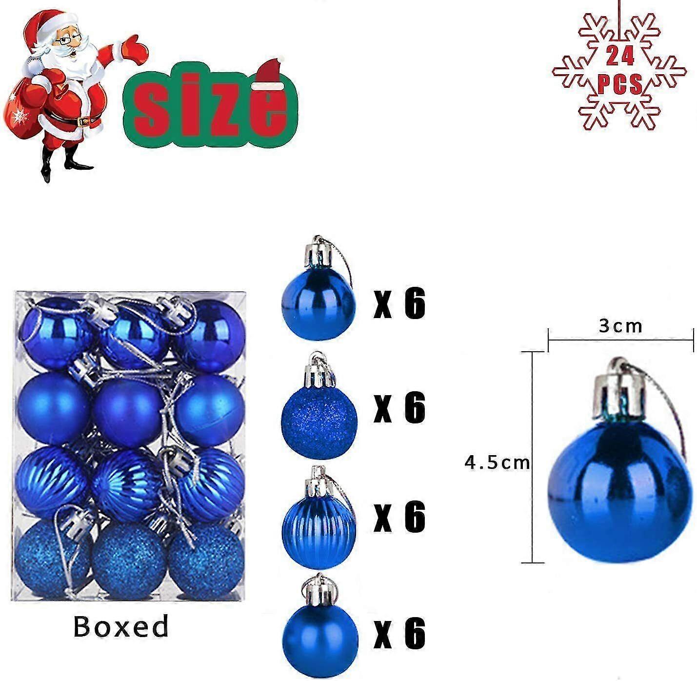 24pcs 3cm Mini Small Christmas Baubles Tree Balls Ornaments Xmas Party ...