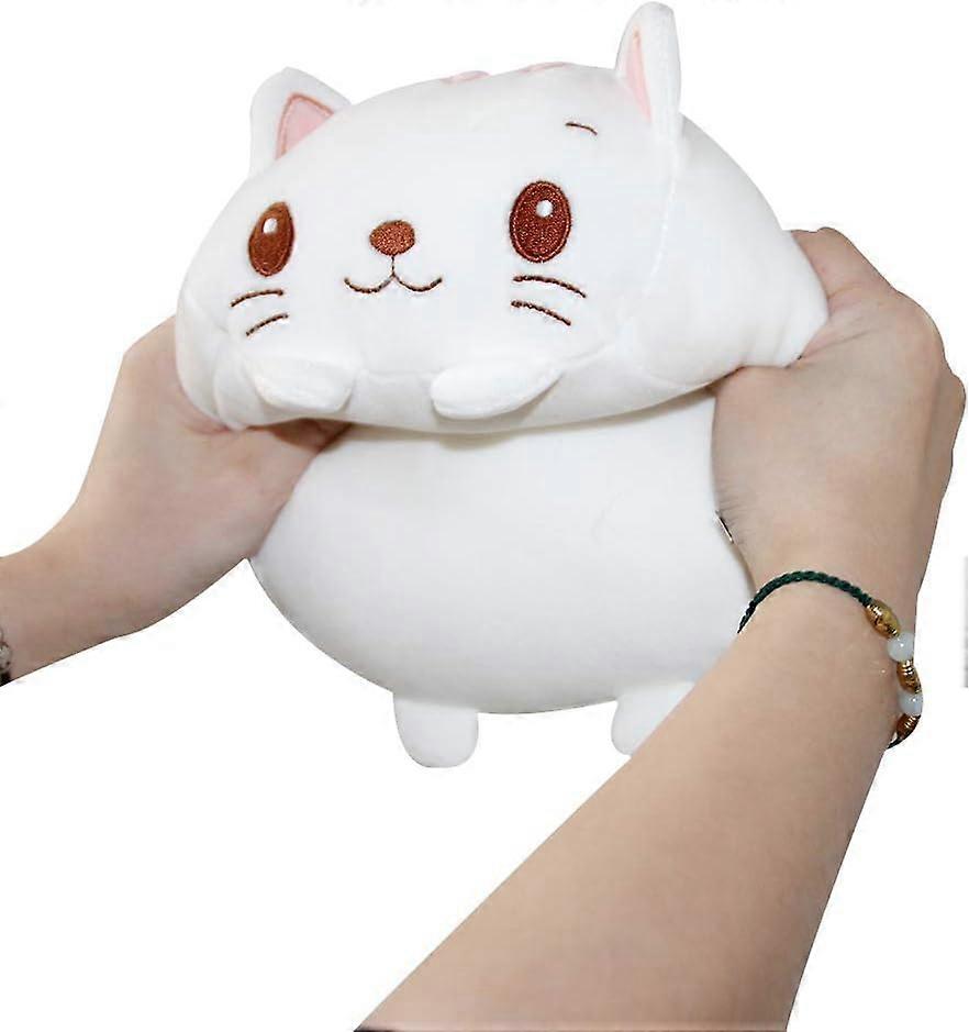 Sød hvid kat fyldt squishy cylindrisk kropspude, børn sovende kawaii ...