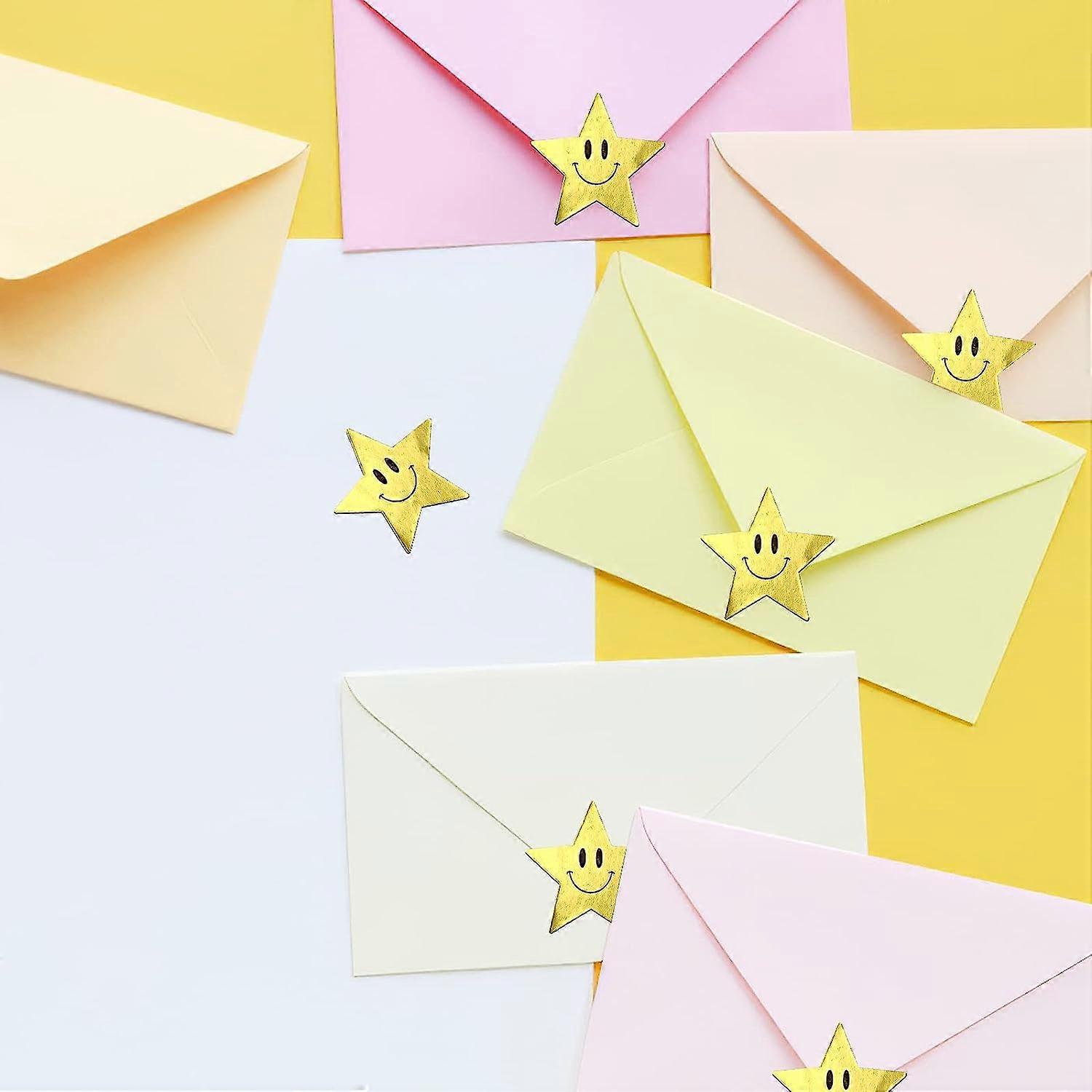 500 Pieces Golden Star Smile Face Stickers, Star Stickers for Reward ...