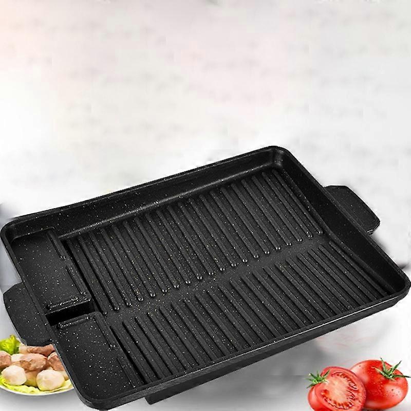 Household Rectangle Metal Non-stick Barbecue Frying Grill Pan Cookware ...