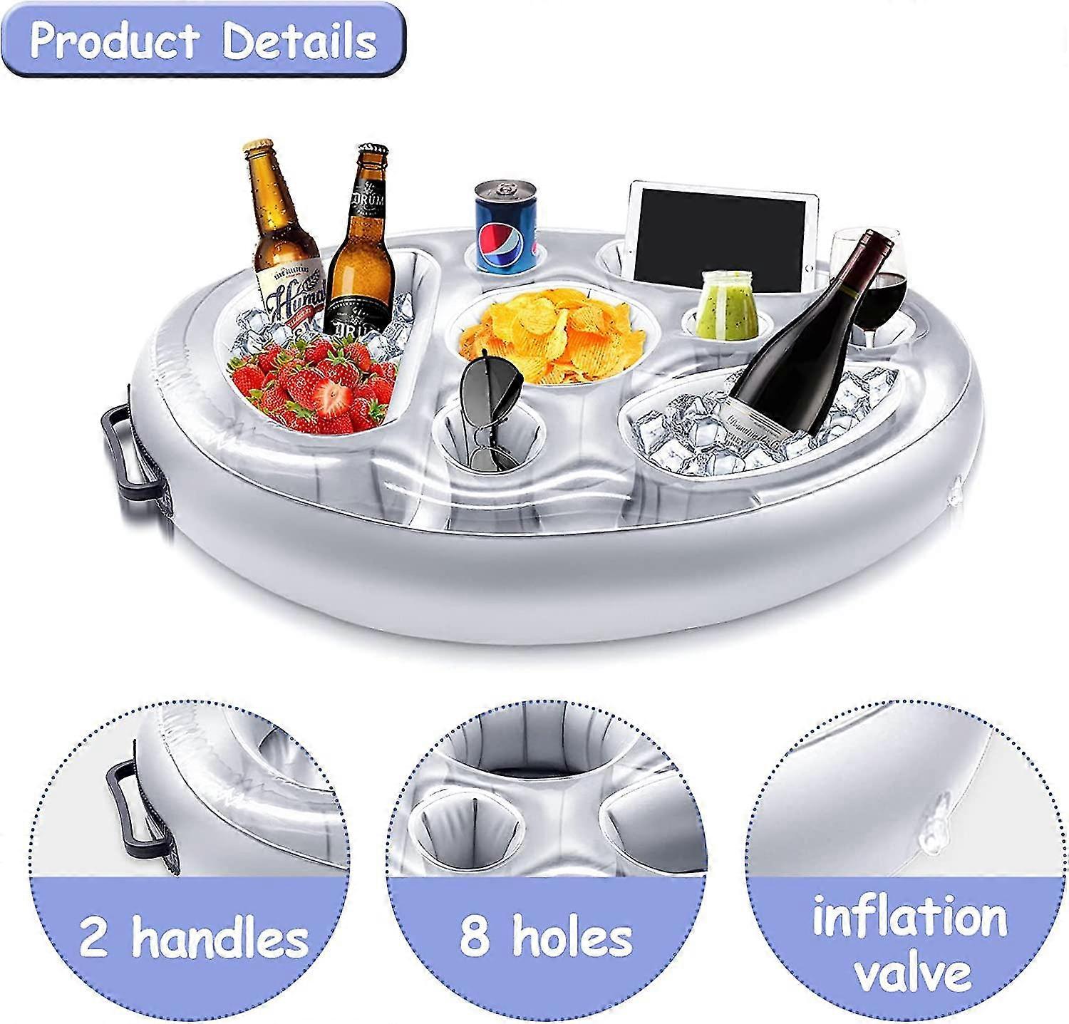 Inflatable Drink Holder, 8 Holes Floating Pool Bar, Drink Cup Holder Fruit Salad Buffet Pool ...