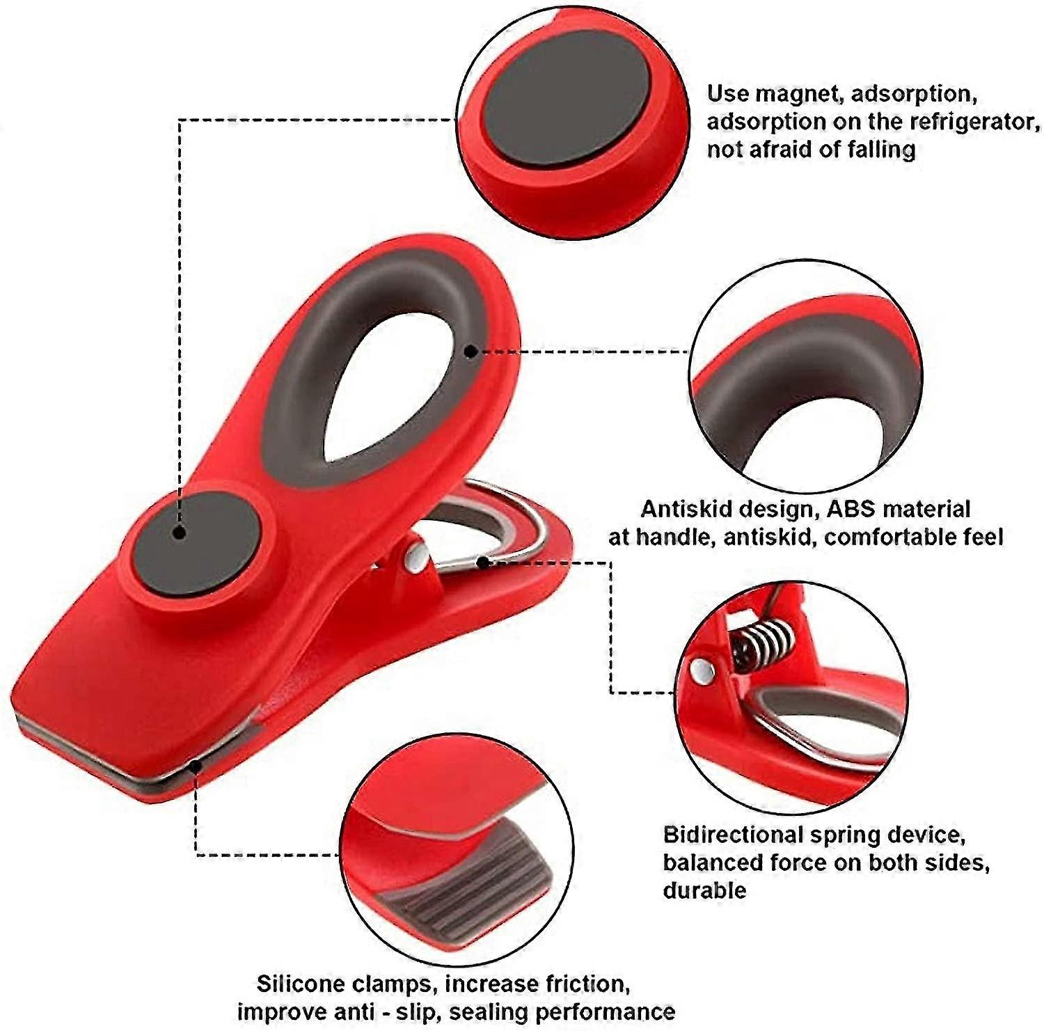 For 2024 12 Pack Potato Chip Bag Clips - Magnetic Food Clips, Kitchen ...