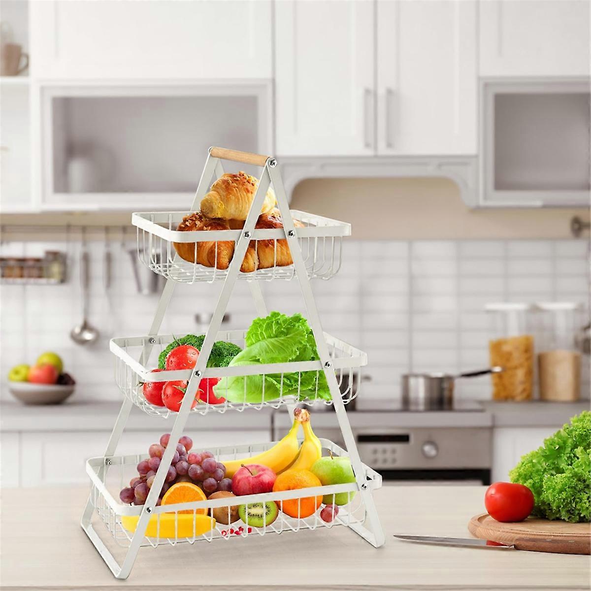 3-Tier Countertop Fruit Basket - Portable, Multi-Use Kitchen Organizer ...
