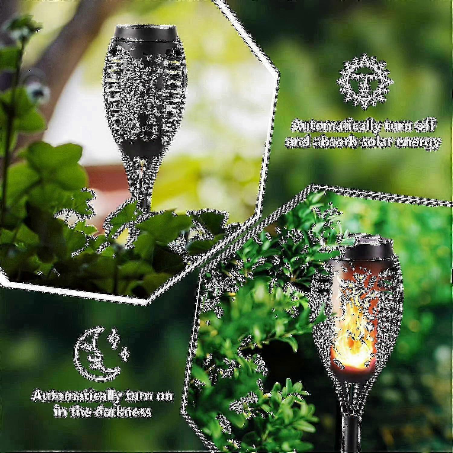 Outdoor Solar Flame Lights - 6 Pack Waterproof Solar Torch Light, Solar ...