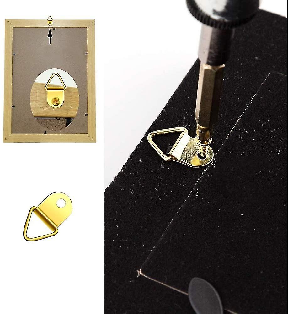 100 Pieces Picture Frame Hooks, Gold D Ring Hooks Picture Picture ...