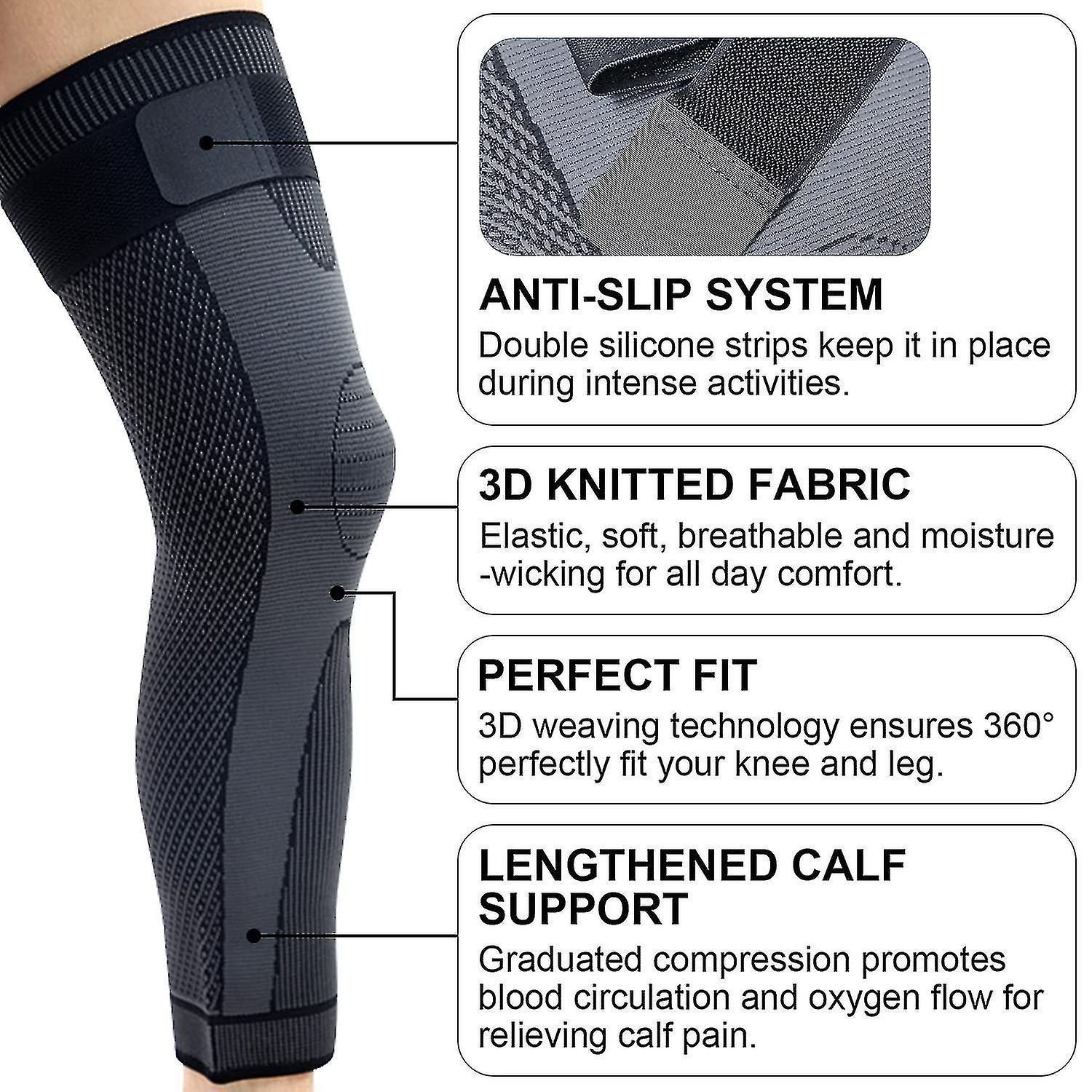 1pair Leg Sleeves For Men Basketball, Compression Leg Sleeves With ...