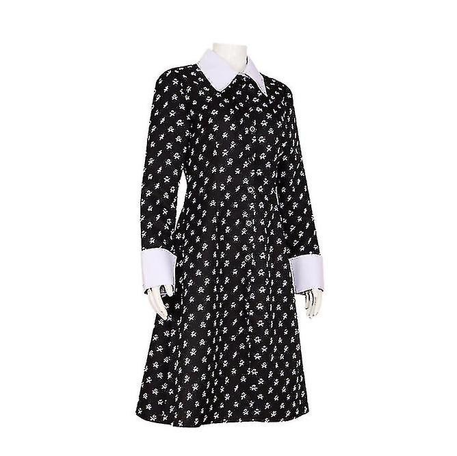 Wednesday Adams Cosplay Black Dresses White Collar Costume Outfits Girl ...