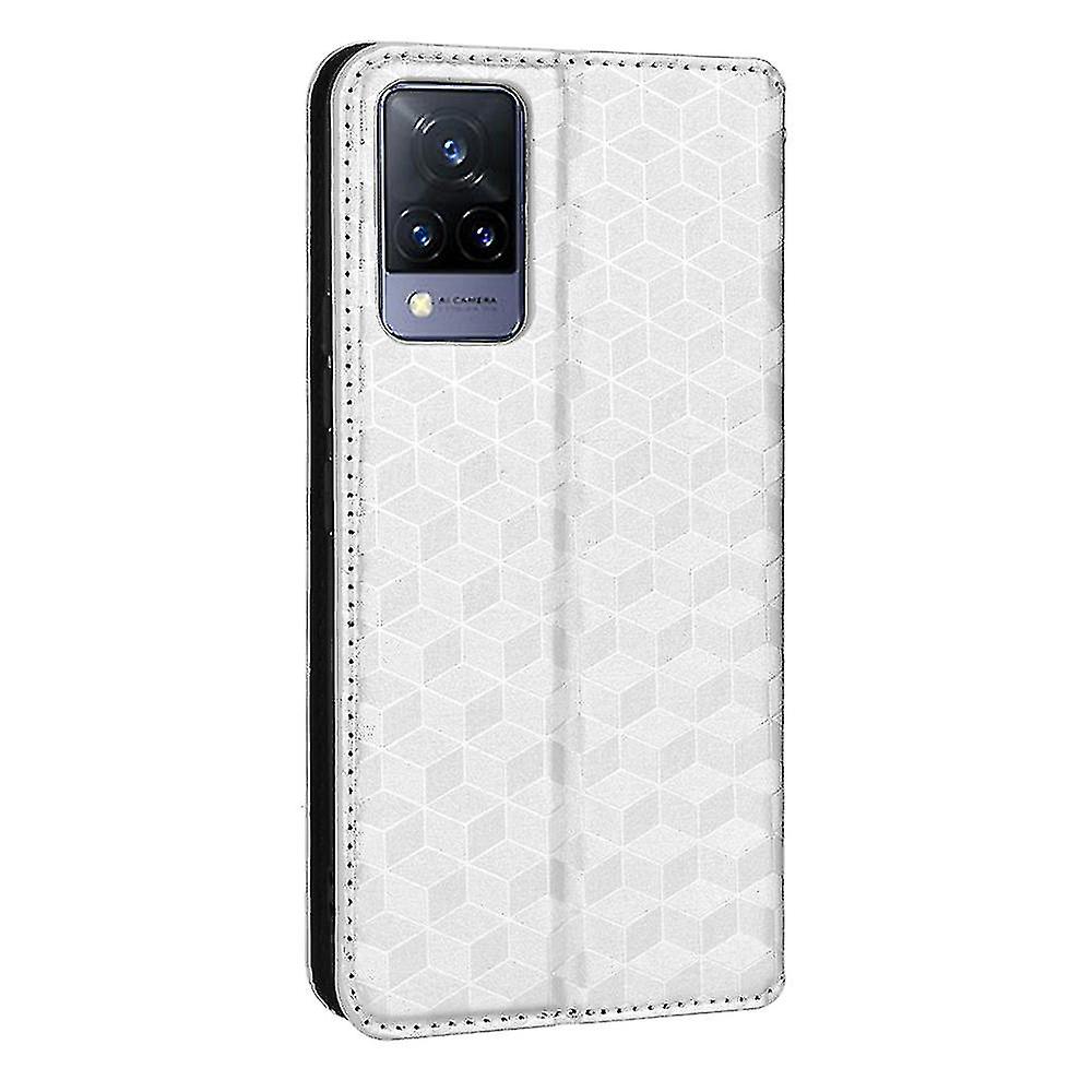 For Vivo V21 4g/5g Magnetic Absorption Squares Imprinting Leather Case ...