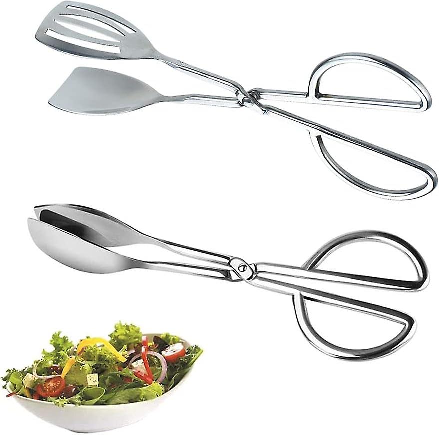 Stainless Steel Kitchen Tongs, 2 Pieces Stainless Steel Salad Tongs ...
