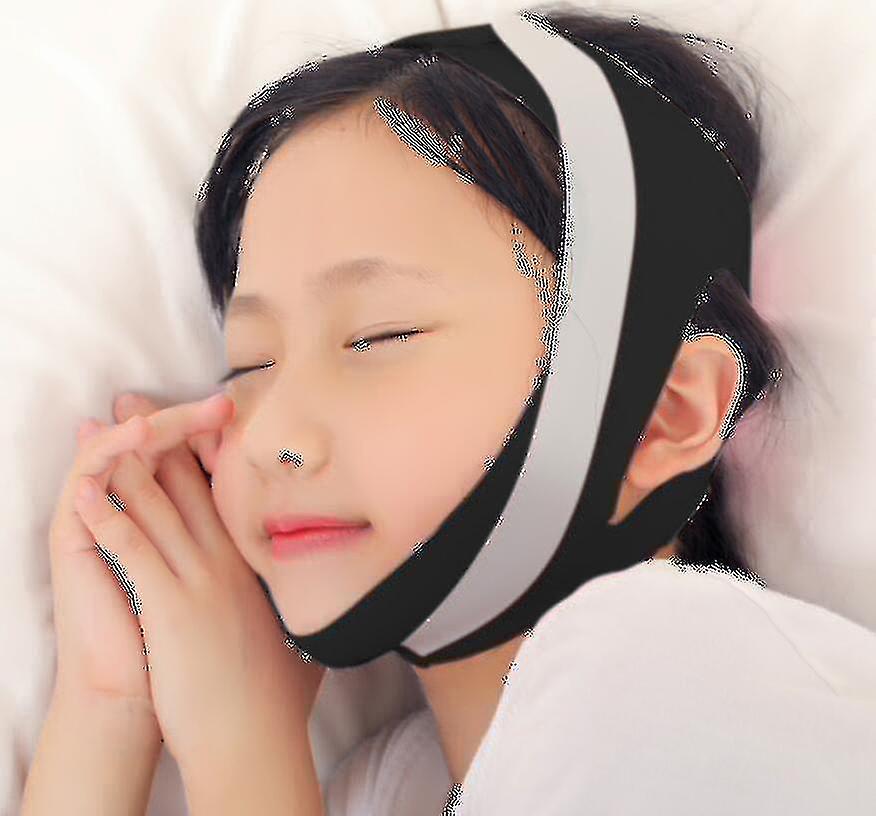 Children's Sleep Anti-open Mouth V-face Bandage Mouth Breathing Correction Belt 1 Piece Black ...