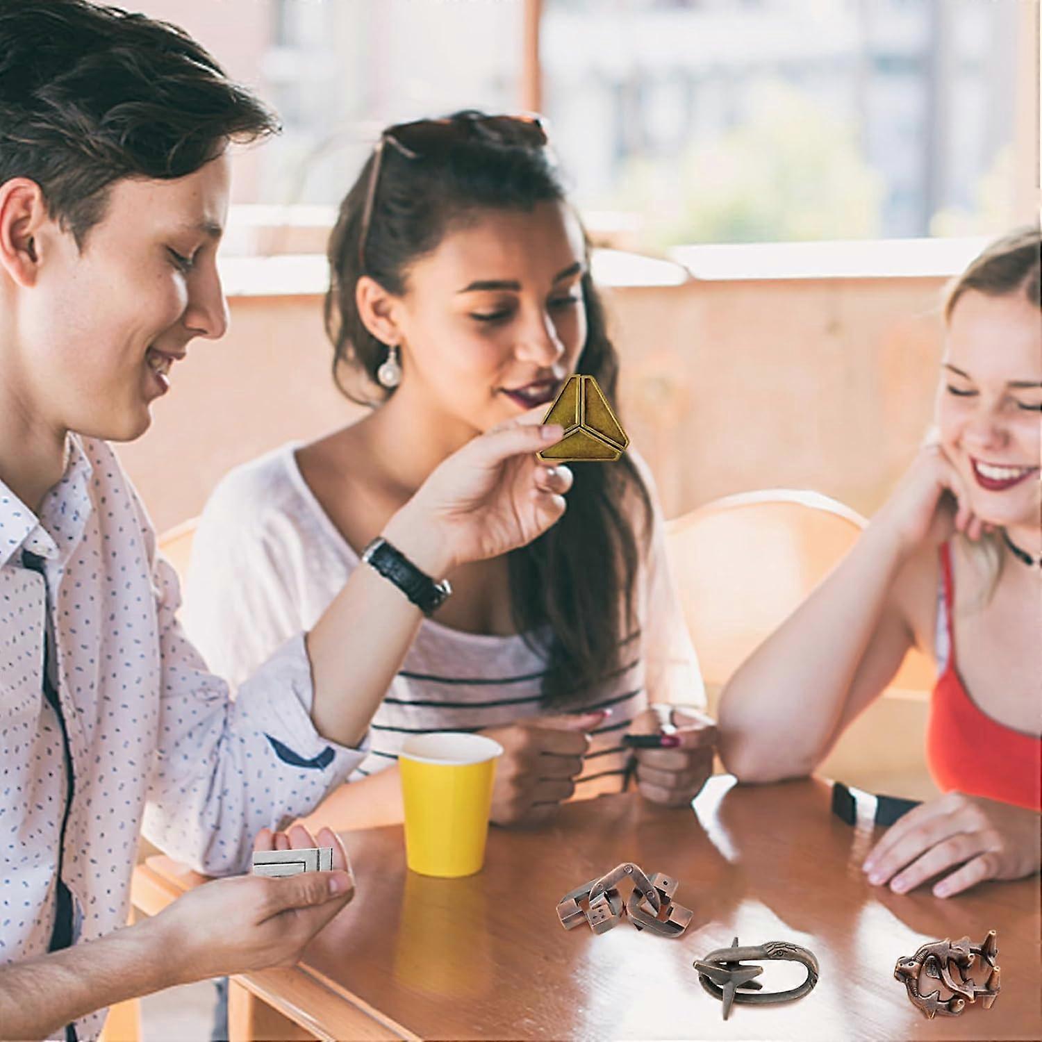 9pcs Test Mind Game Toys Brain Teaser Metal Wire Puzzles Magic Trick ...