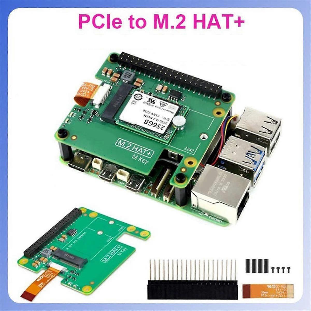PCIe to M.2 HAT+ for 5 Gen2 Gen3 M.2 NVME SSD 2230/2242 M Key PCIE GPIO ...