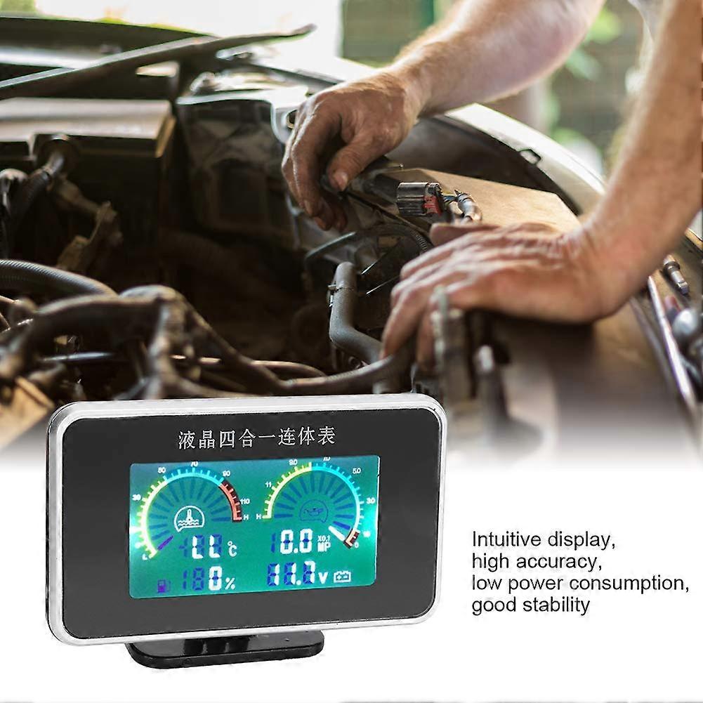 4-In-1 Digital Car Guage, Digital Voltmeter Oil Pressure Meter with LCD ...
