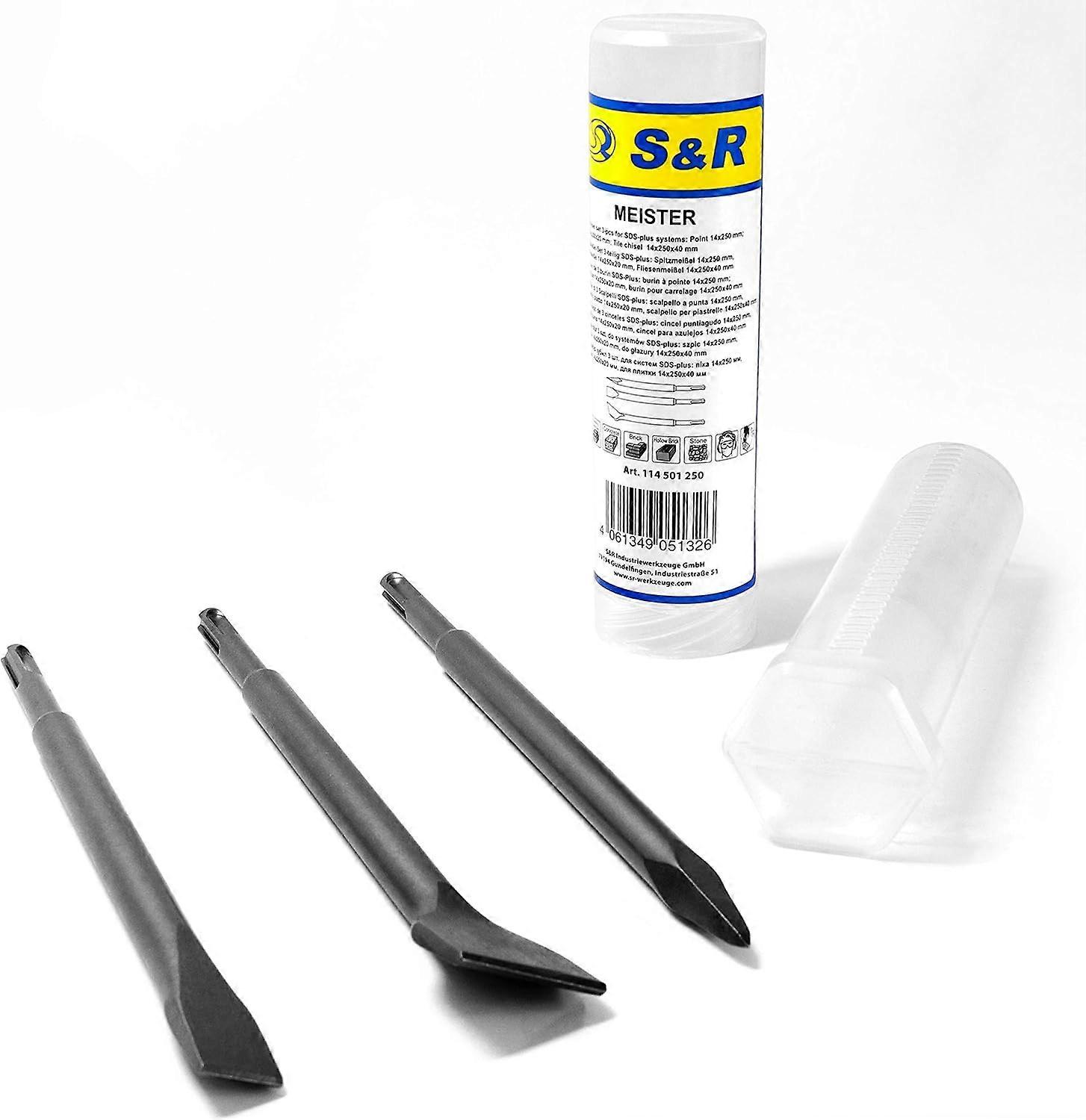 Sds Plus Chisel Set 3-Piece Box: Large Chisel, Flat Chisel, Pointed Chisel. For Removal Of ...