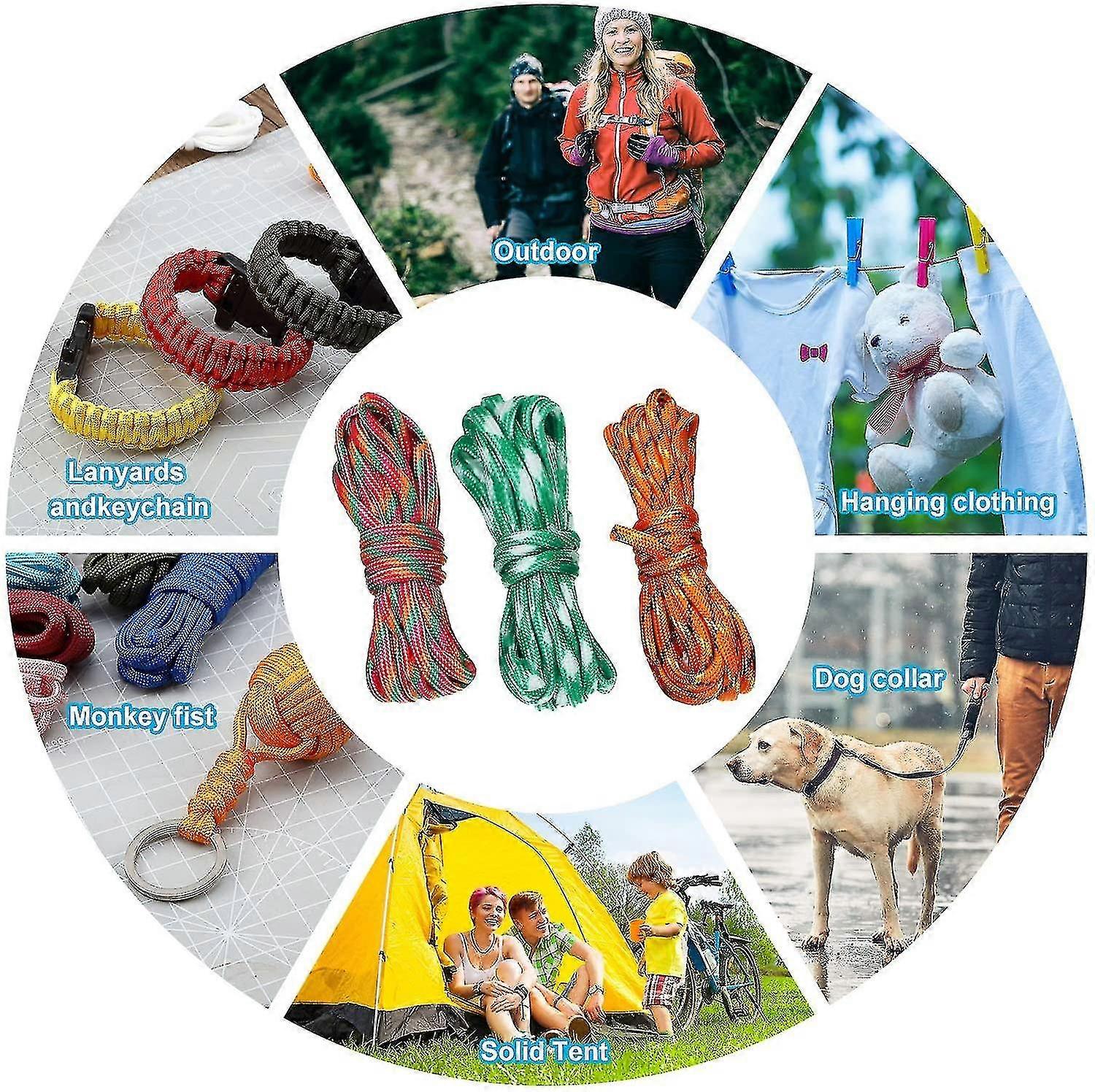 28 Colors 10 Feet Paracord Cord 550 Multifunction Paracord Ropes ...