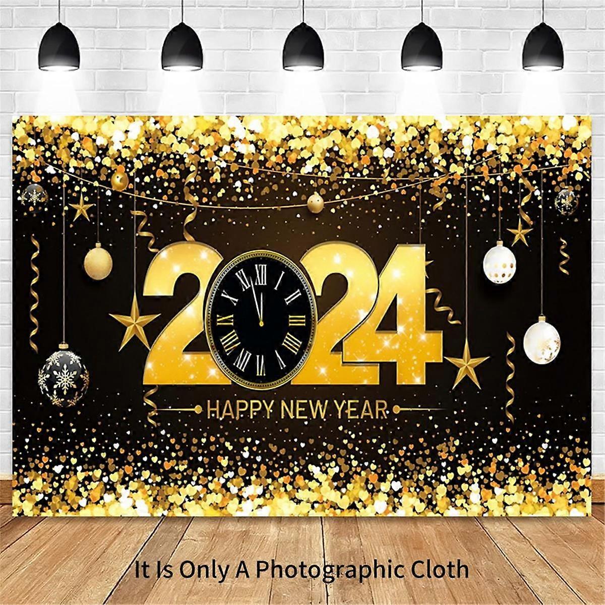 2024 New Year 210X150cm Photography Backdrops Champagne Gold Glitter ...