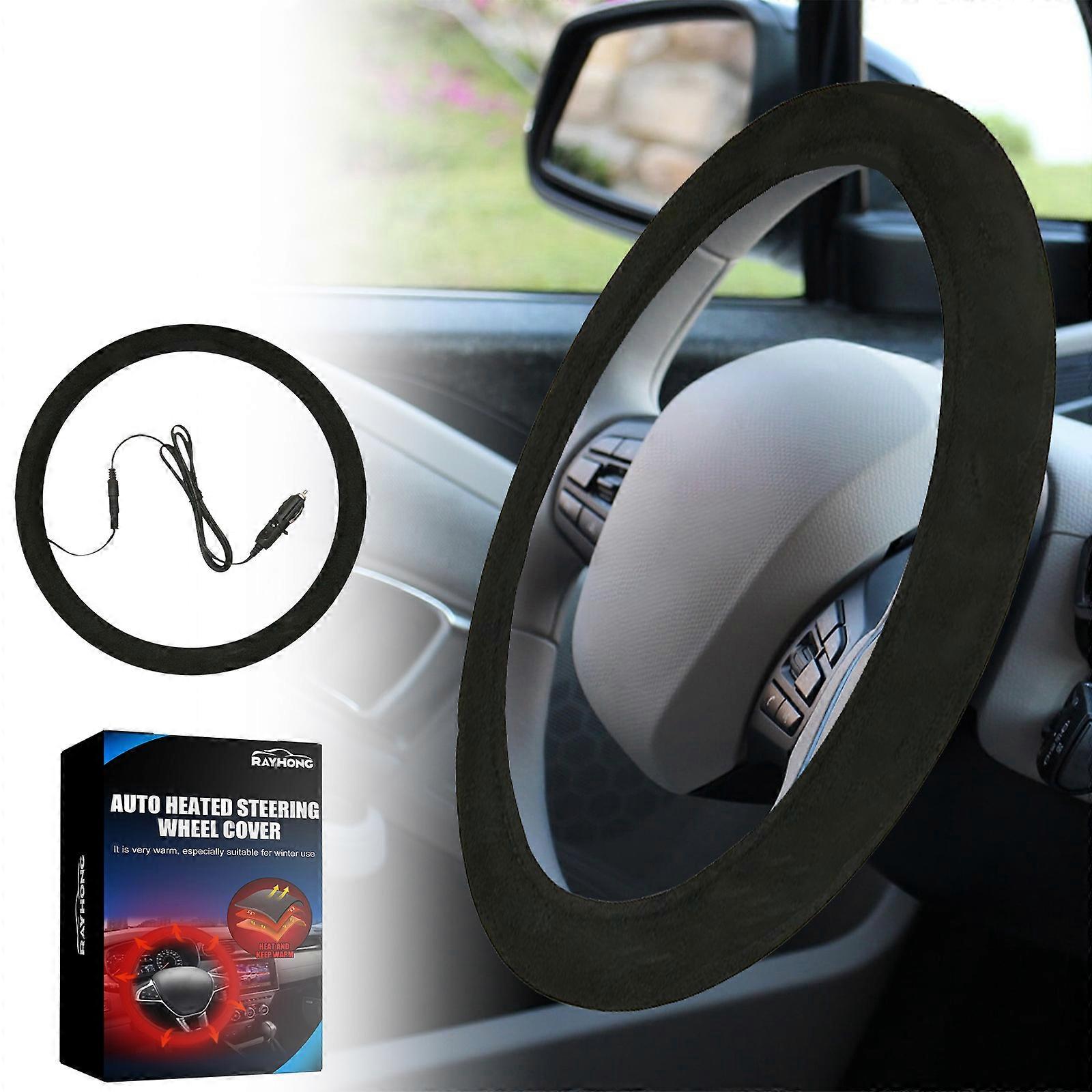 Heated Steering Wheel Cover,12V Car Cigarette Lighter Plug Heated Car ...