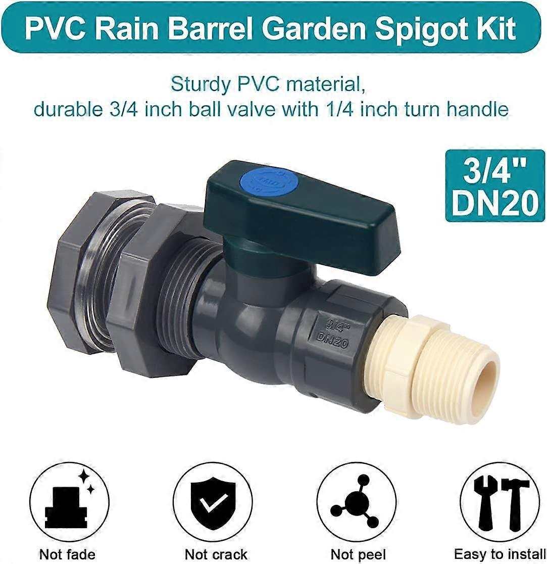 PVC rain butt tap set, 3/4 inch rain butt valves with bulkscrew ...