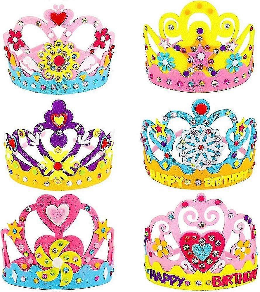 Pack Of 6 Birthday Crown Children, Diy Felt Party Hats Craft Set For ...