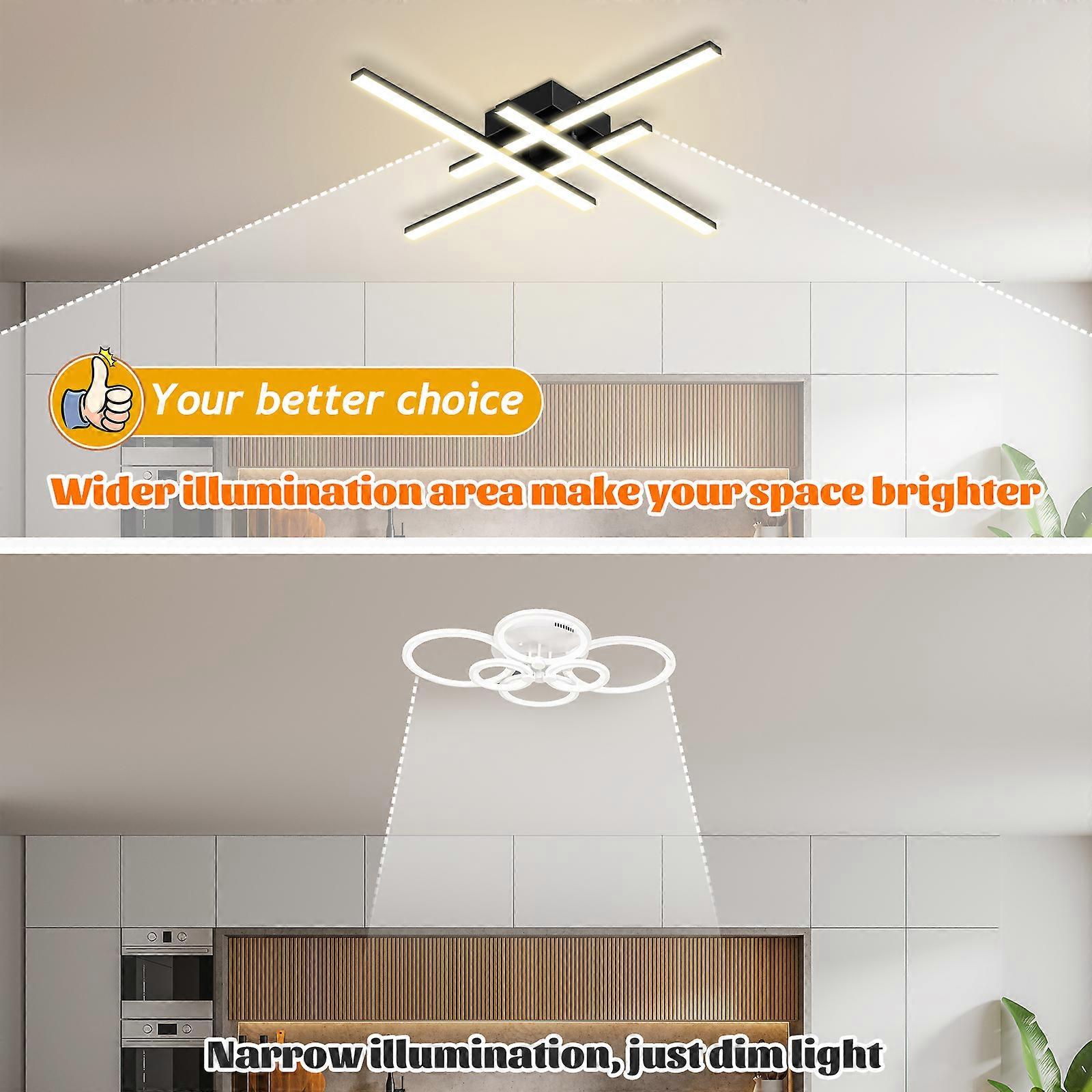 Straight Ceiling Light (3-Color Remote Control) Black 4-Prong | Fruugo UK